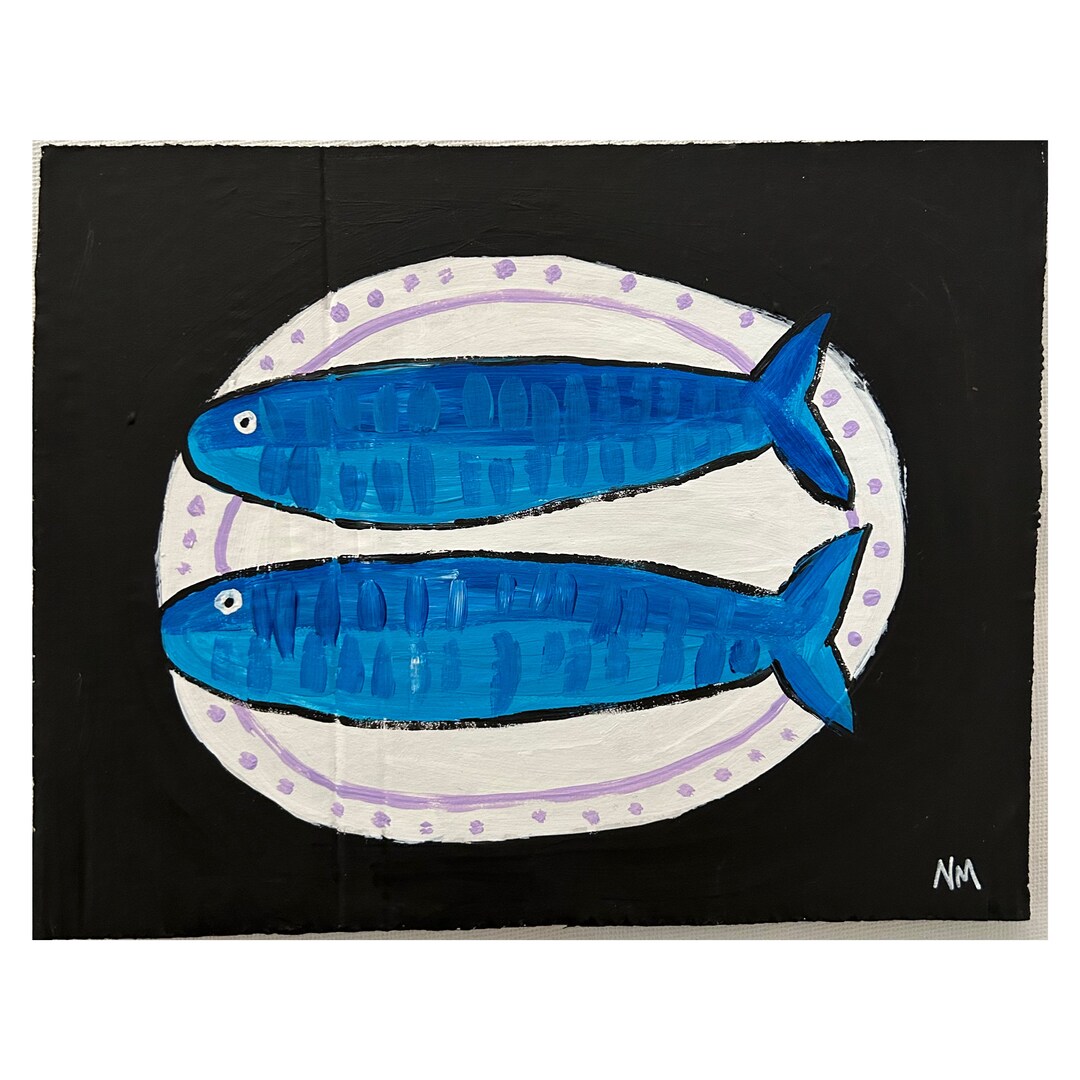 Two Fish. on Cardboard. by Nancy Mckie. Original Contemporary Artwork ...