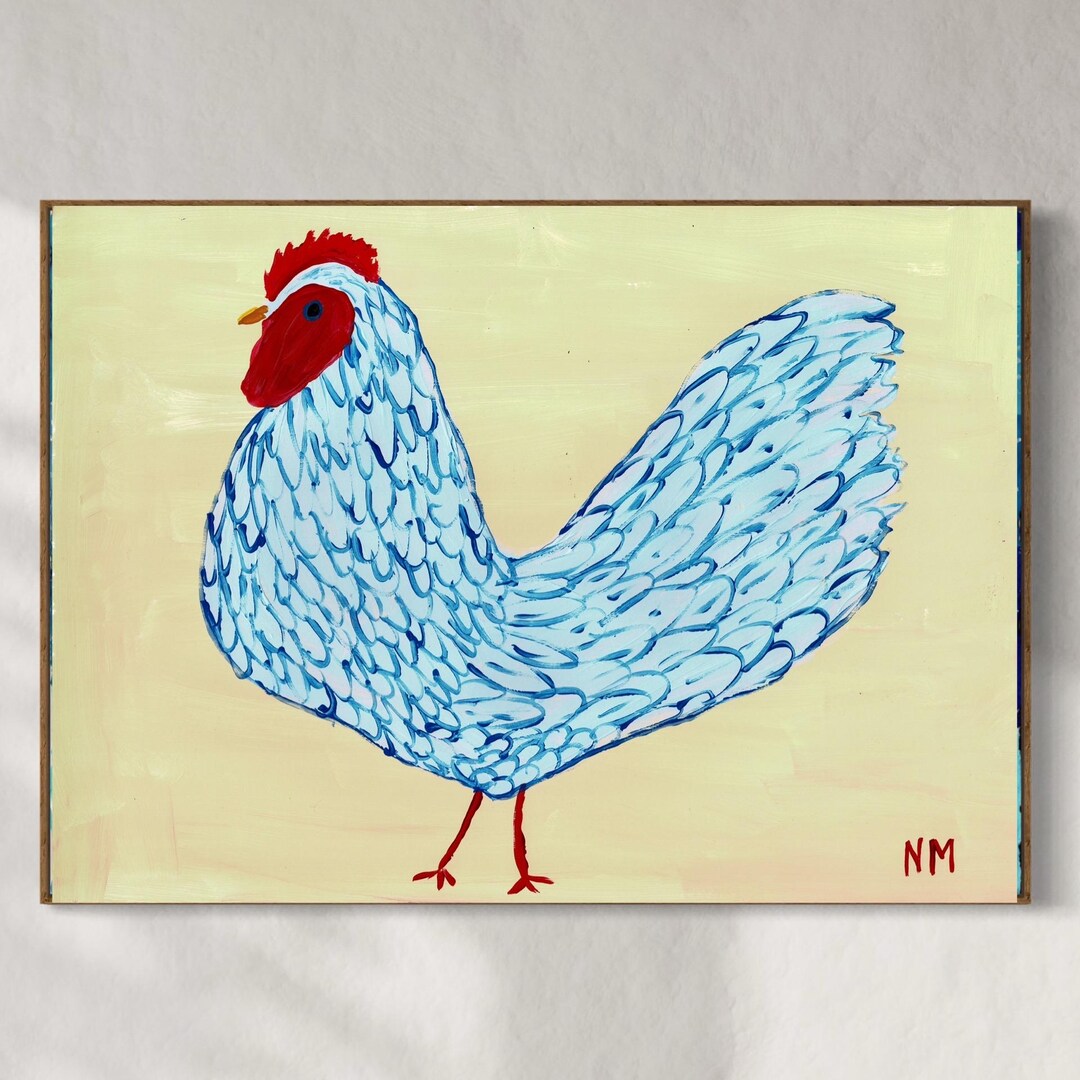 Blue Chicken Print. Original Art Print. Home Decor. Nancy Mckie. - Etsy