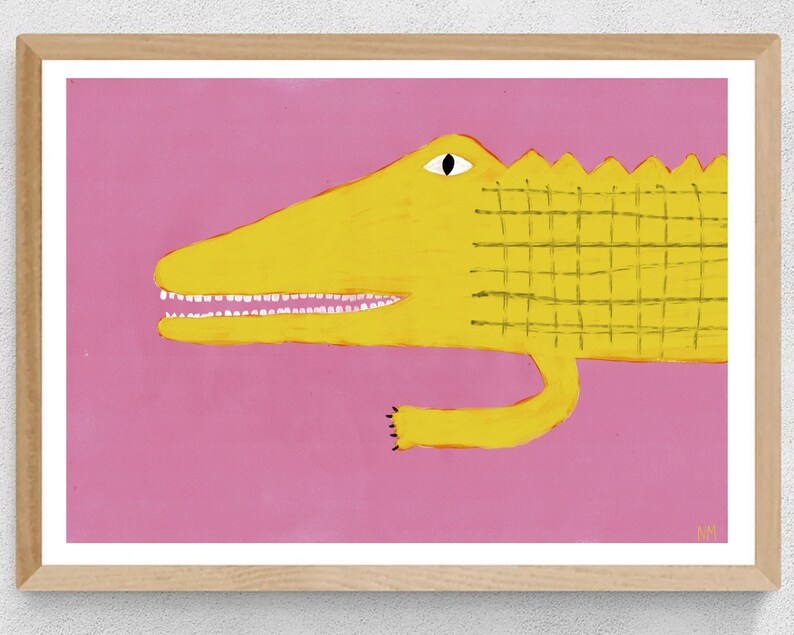 Yellow Crocodile. Original Art Painting. Giclee Print. Kids - Etsy