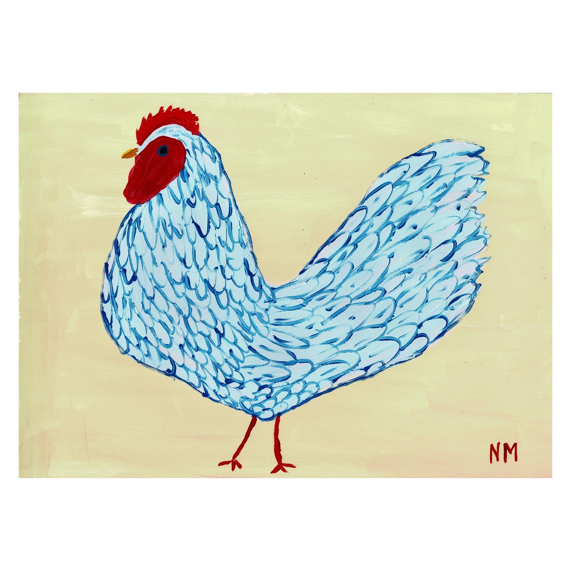 Blue Chicken Print. Original Art Print. Home Decor. Nancy Mckie. - Etsy