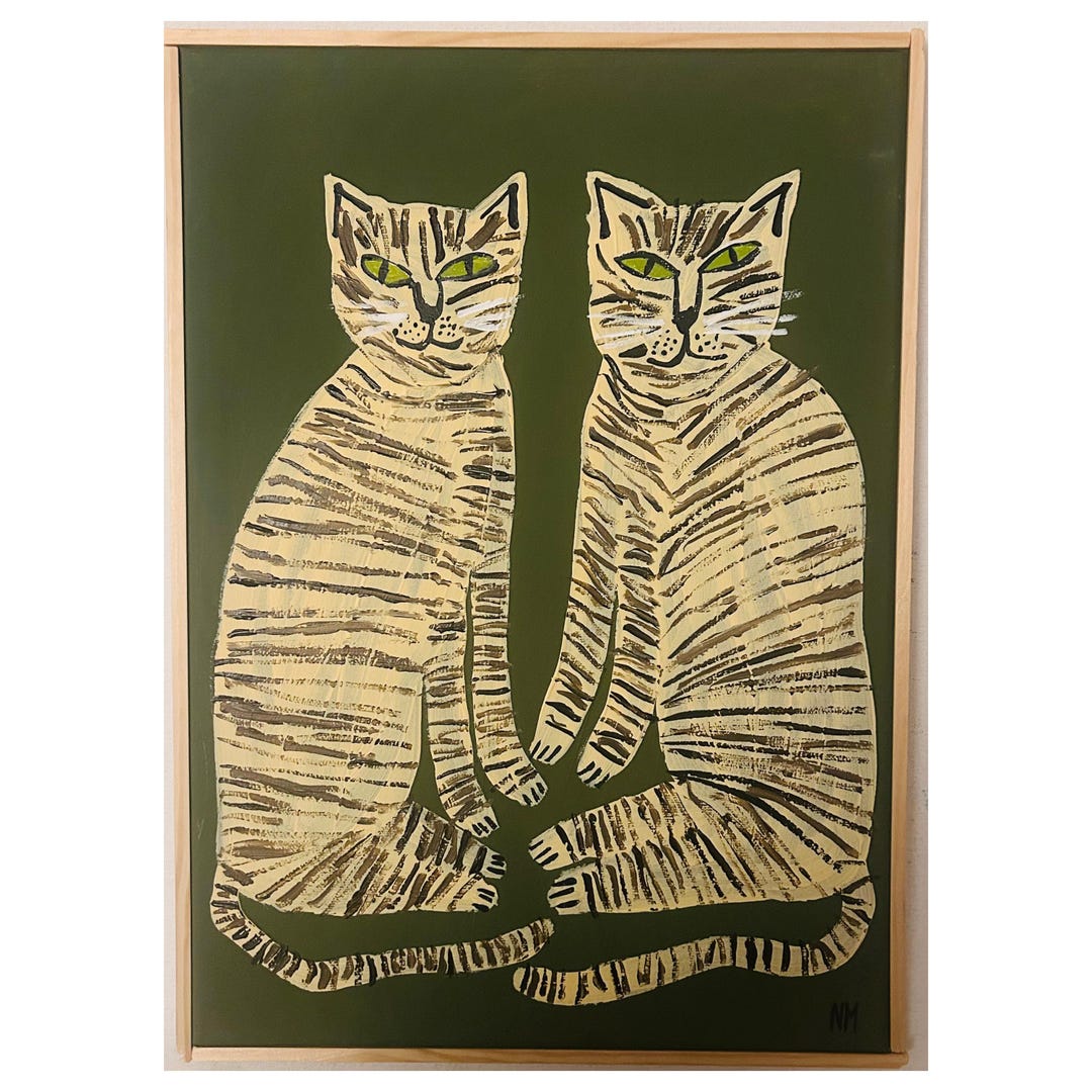 Two Tabby Cats. Acrylic Painting on Canvas. by Nancy Mckie. Original ...