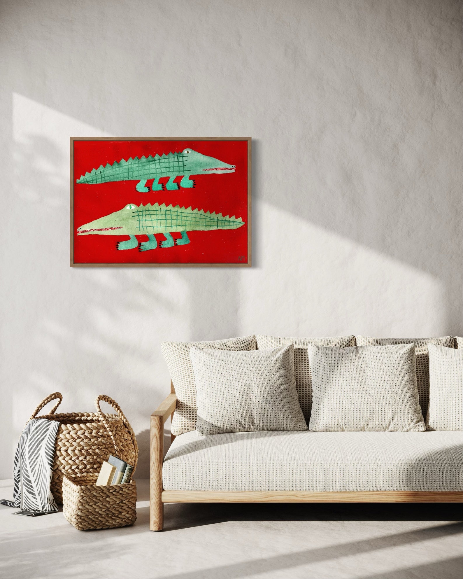 Crocodiles on Red. Art Print. Animal Poster. Kids Children’s Bedroom ...