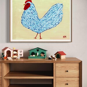 Blue Chicken Print. Original Art Print. Home Decor. Nancy Mckie. - Etsy