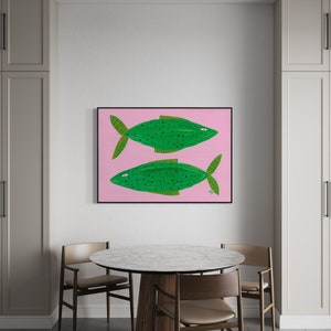 Two Green Fish. Art Print. Animal Poster. Kids Children’s Bedroom. Home ...
