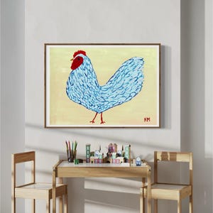 Blue Chicken Print. Original Art Print. Home Decor. Nancy Mckie. - Etsy