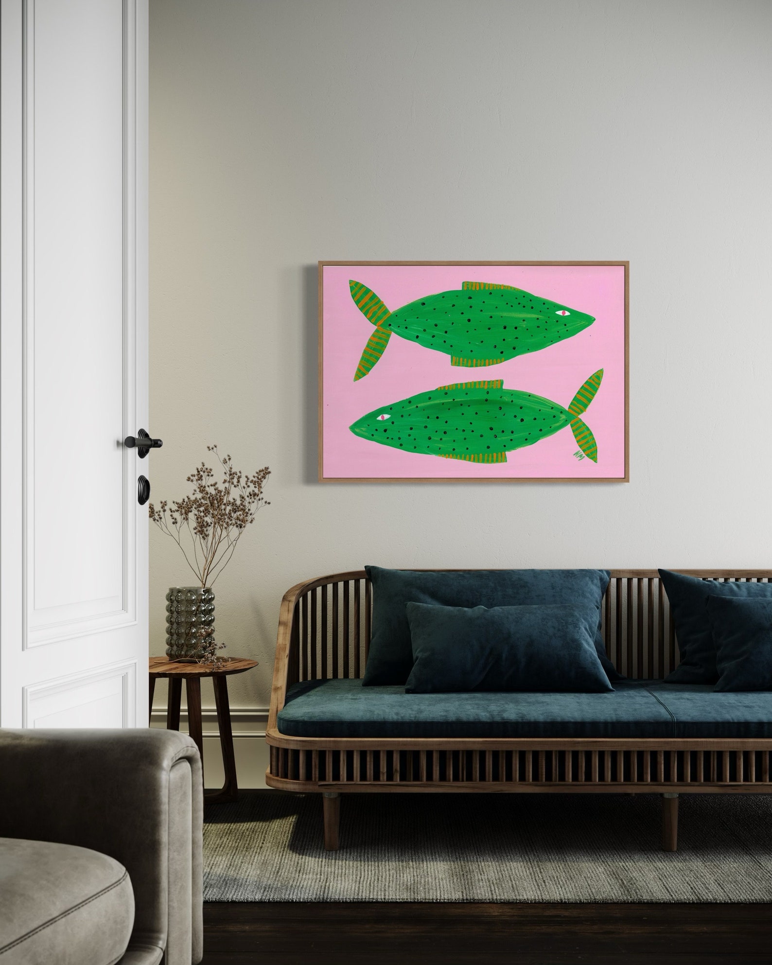 Two Green Fish. Art Print. Animal Poster. Kids Children’s Bedroom. Home ...