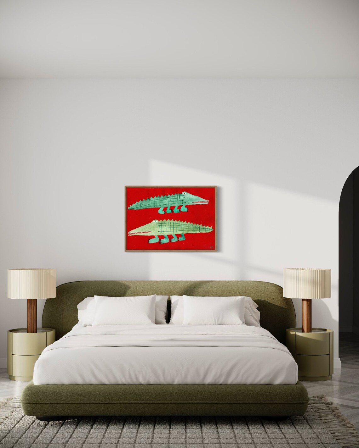 Crocodiles on Red. Art Print. Animal Poster. Kids Children’s Bedroom ...