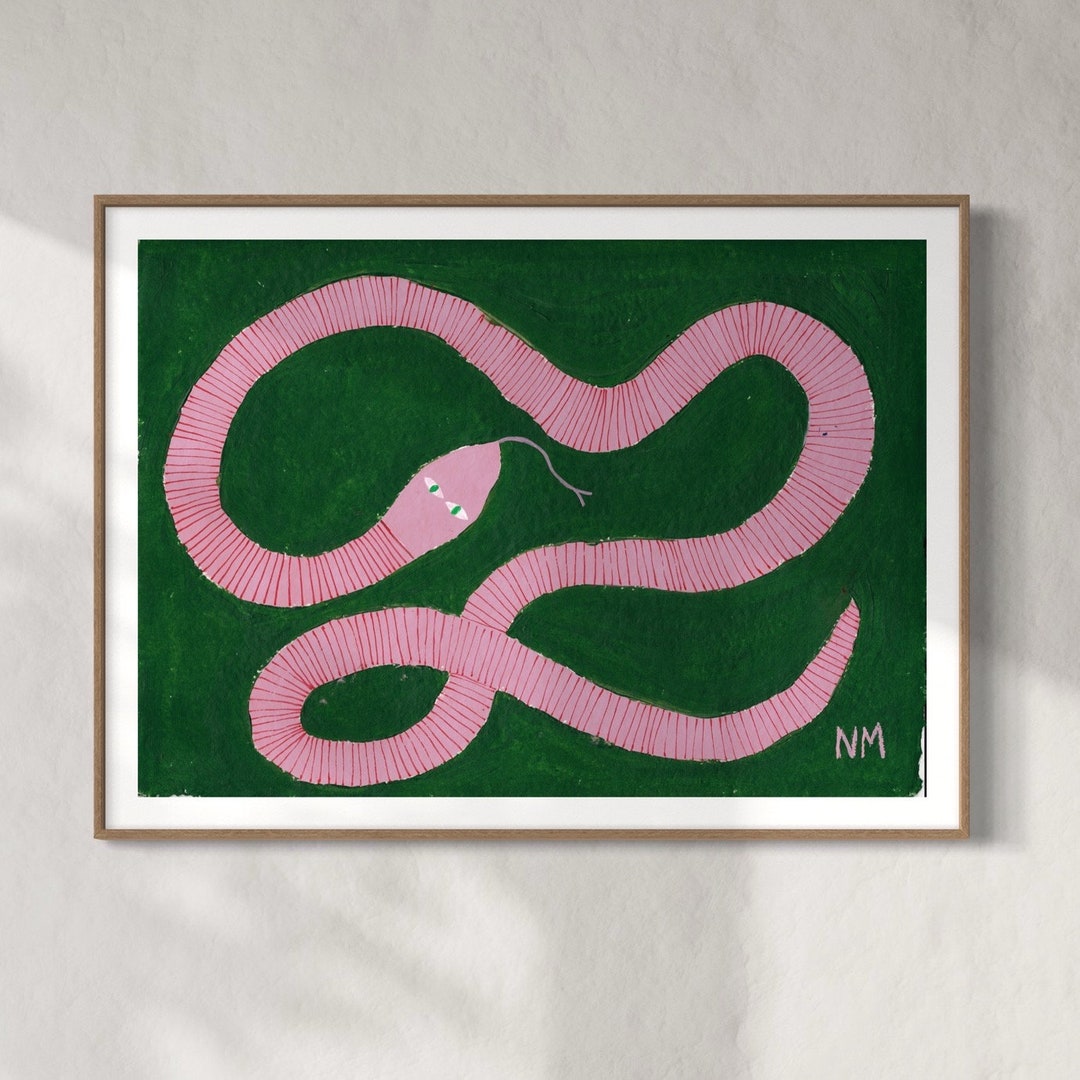 Pink Snake Print. Animal Painting. Animal Gift. Art Poster. Home Decor ...