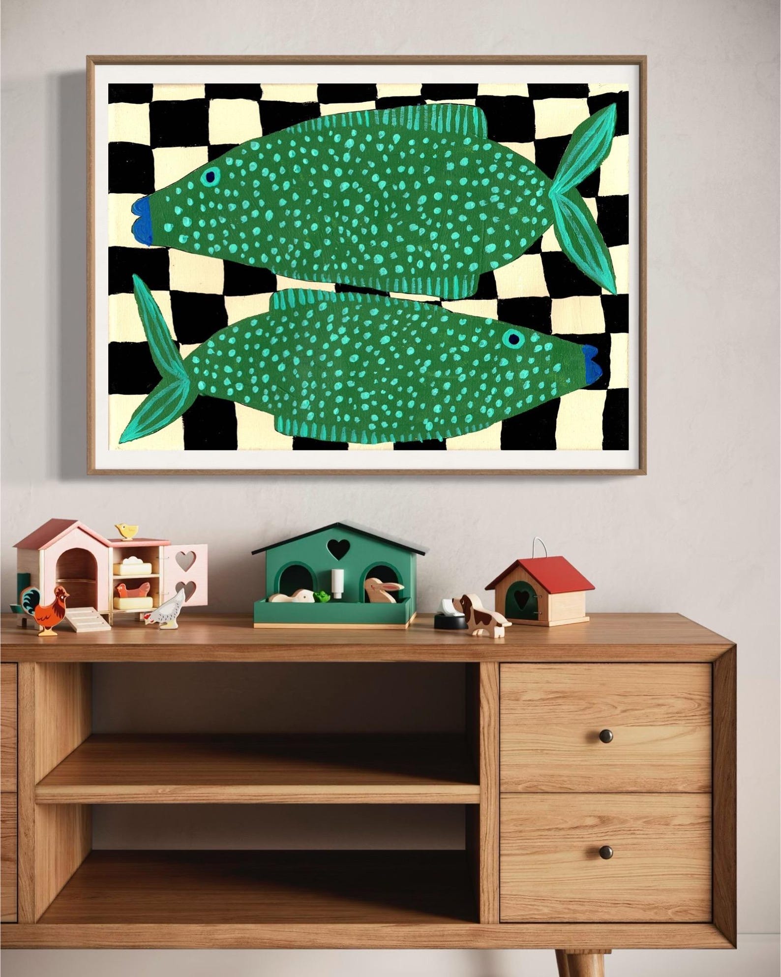 Two Spotty Fish Print – Coastal Wall Art, Nautical Illustration ...