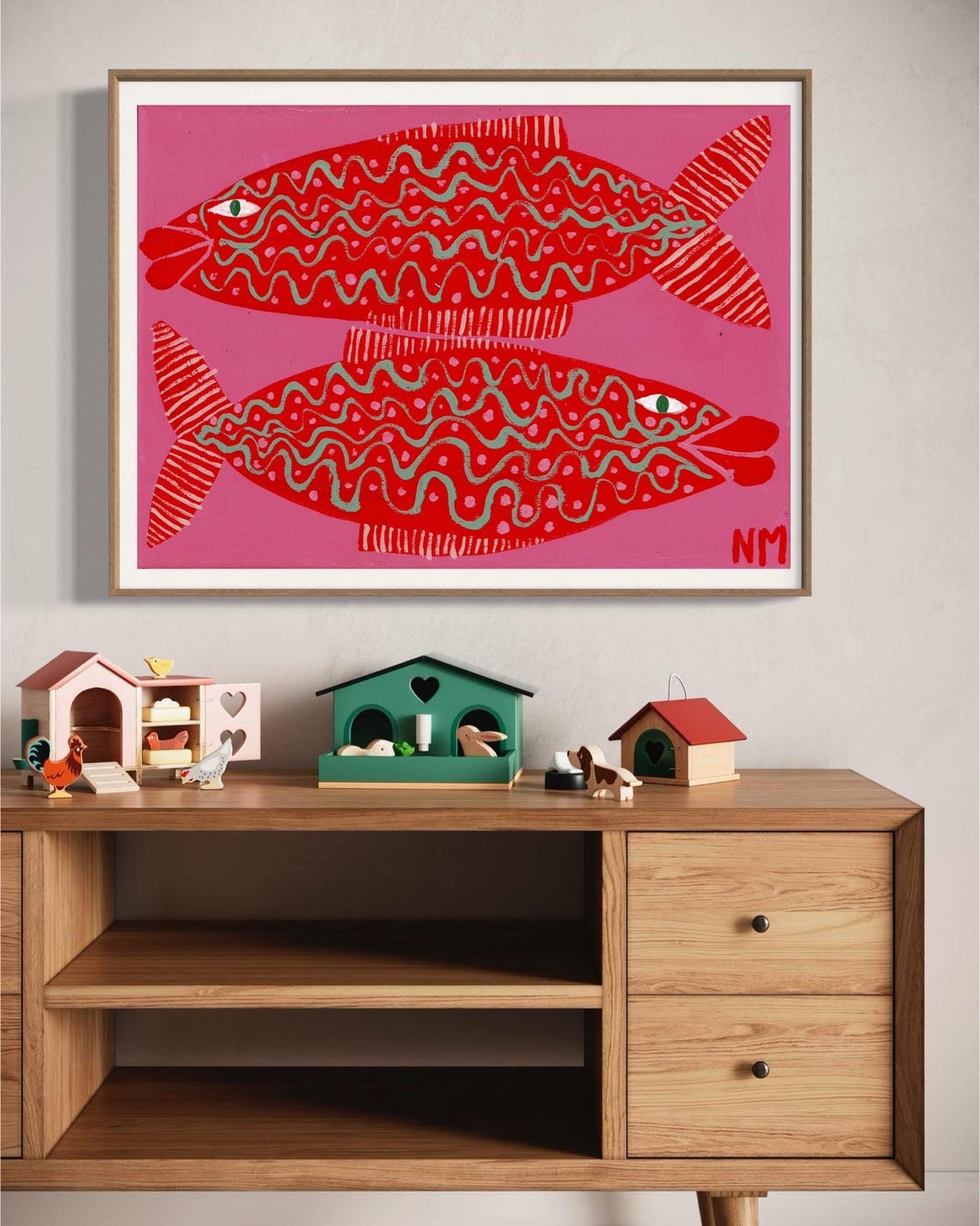 Two Very Fancy Fish Print. Original Art Print. Home Decor. Nancy Mckie ...