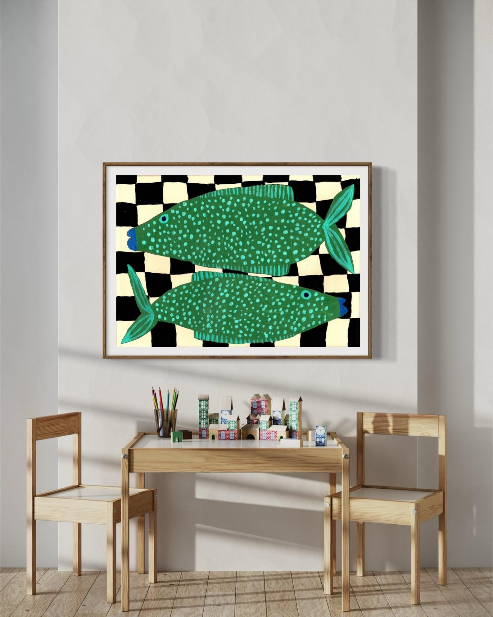 Two Spotty Fish Print – Coastal Wall Art, Nautical Illustration ...