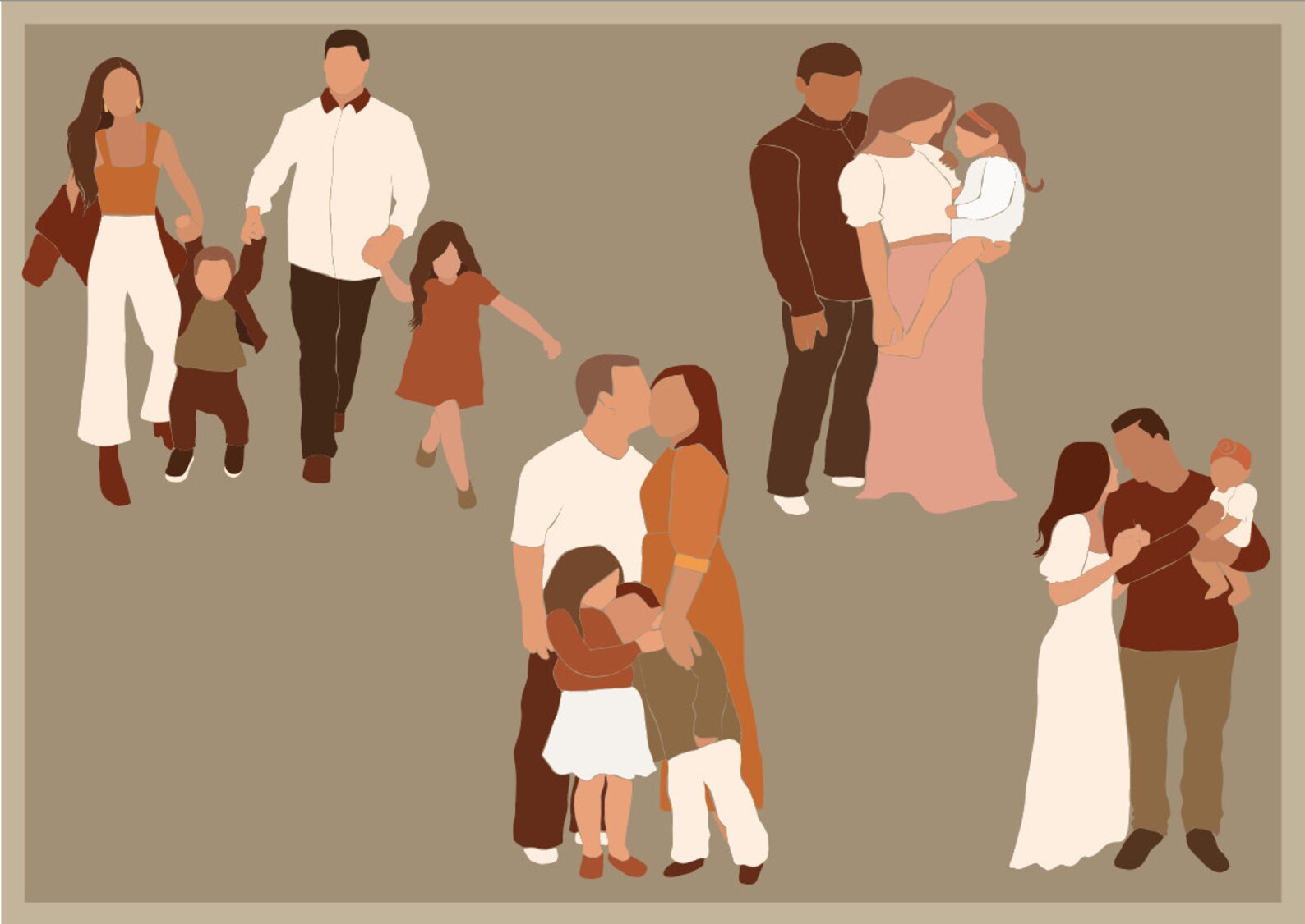 Big Bundle of Abstract Family Clipart Parents Children SVG | Etsy