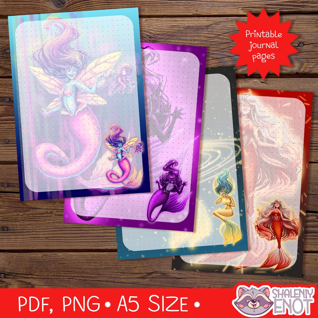 Mermaids Printable Note Pad, Bullet Journal Printable,a5 Size - Etsy