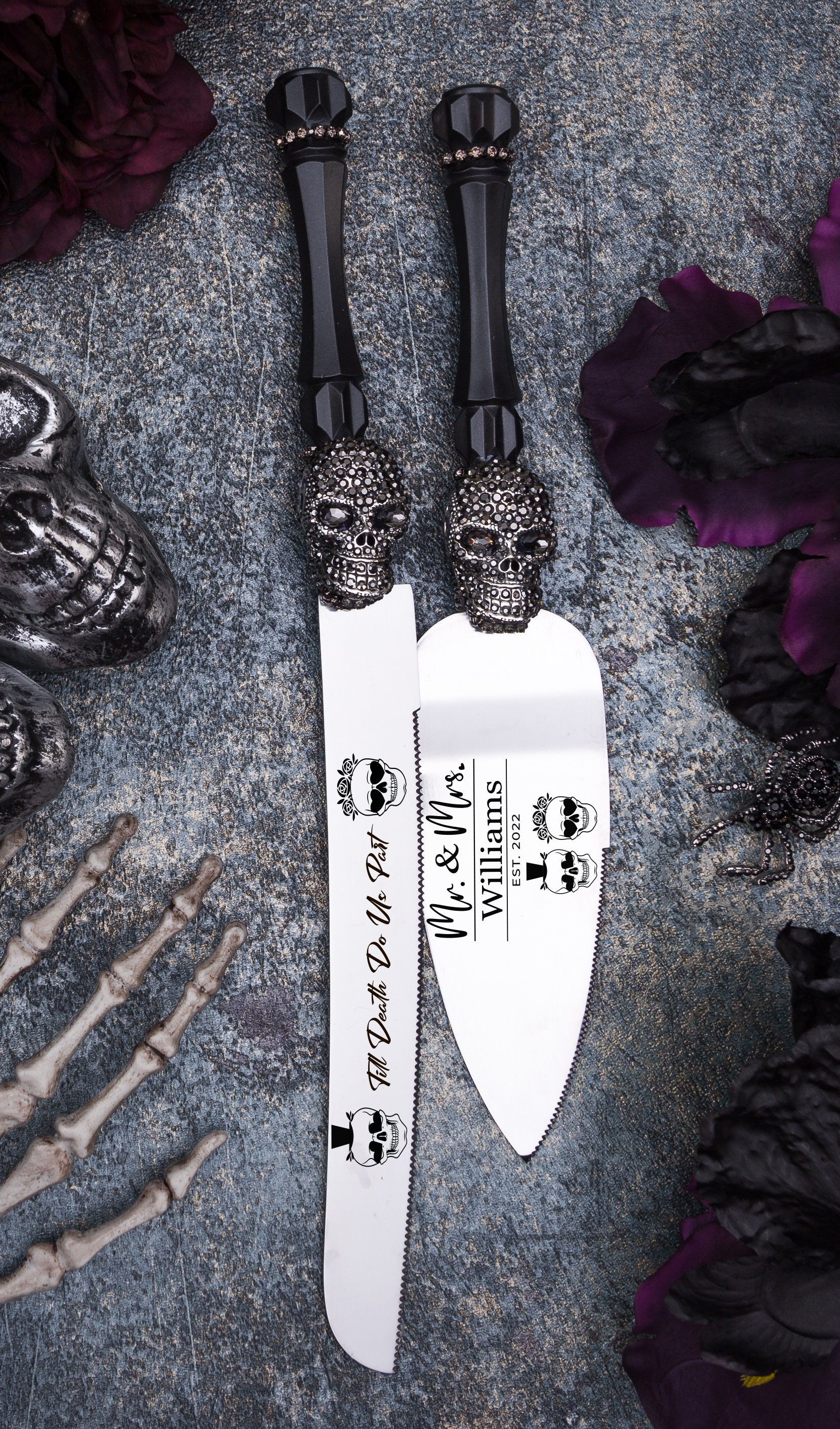Skull Wedding Cake Knives, Wedding Skull Cake Cutting Set, Til Death ...