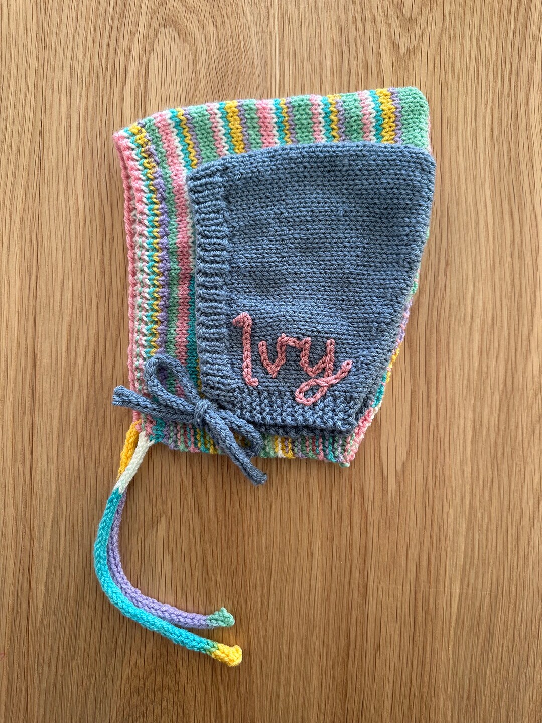 The Pixie Name Bonnet - Custom Hand Knitted Pixie Bonnet Hat for Babies ...