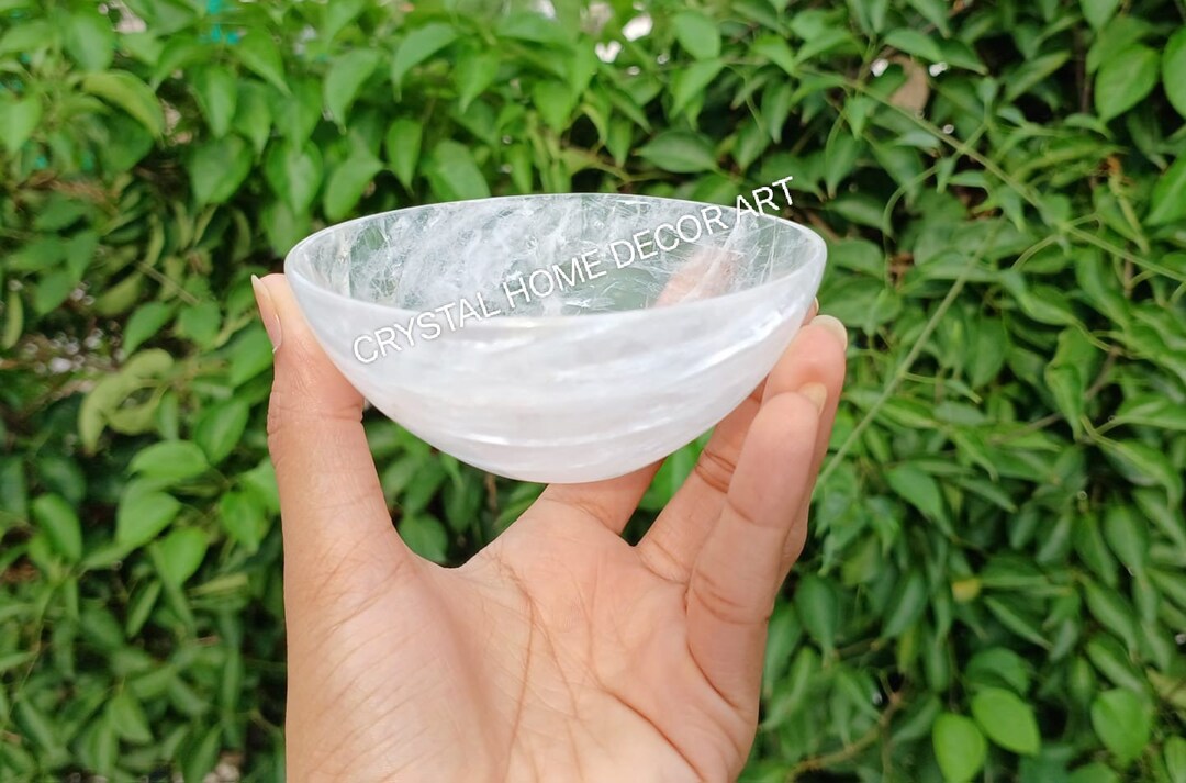 Natural Rock Crystal Bowl, Clear Quartz Bowl, Crystal Decor, Chakra ...