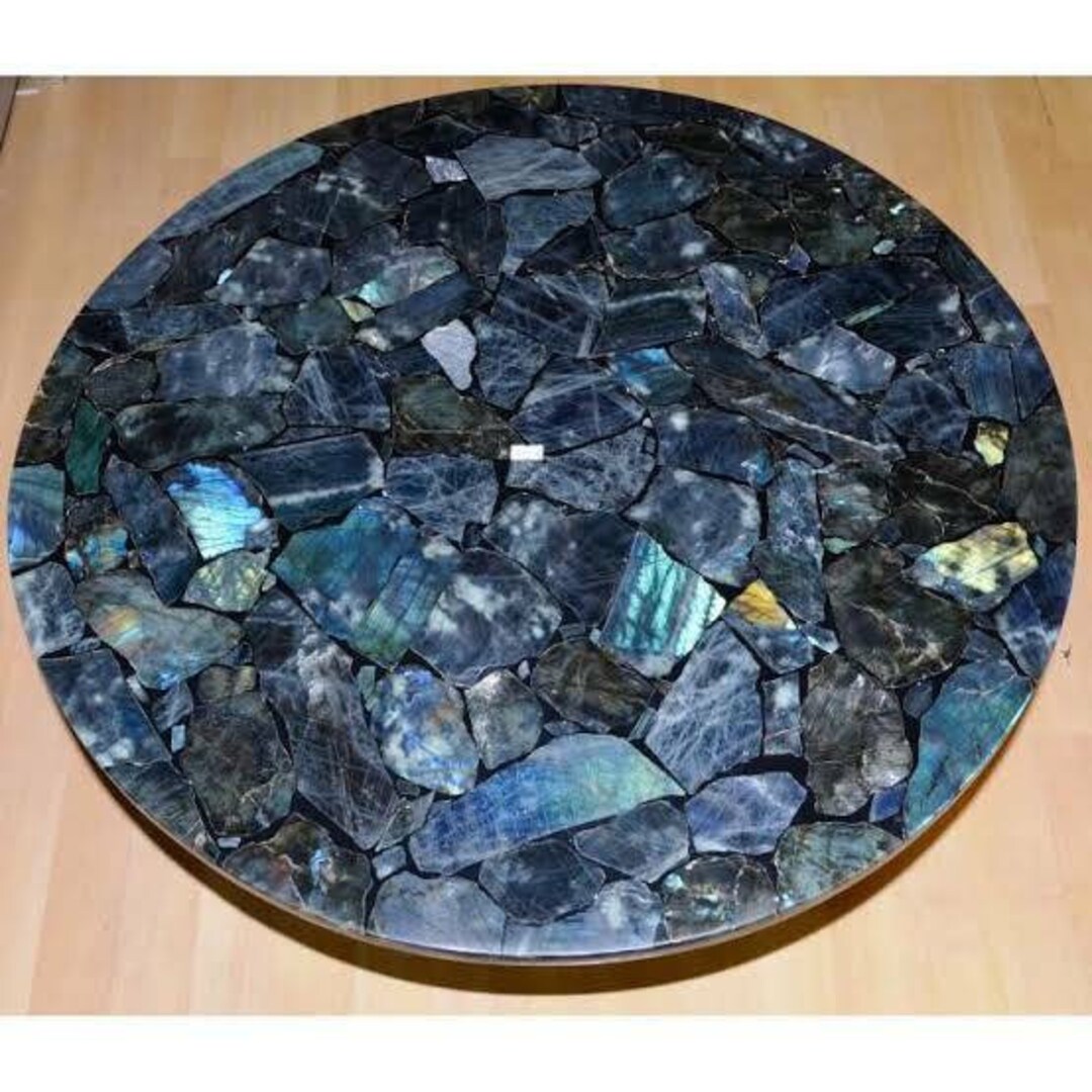Labradorite Gems Stone Table Top for Coffee Table, Side Table, Bed Side ...
