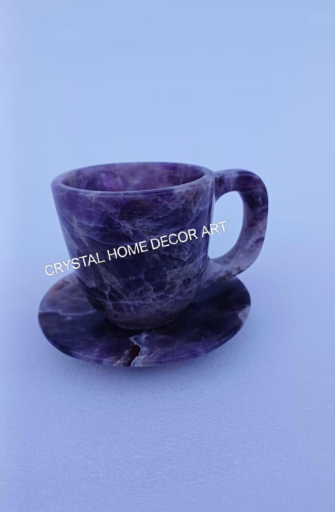 Hand-carved Amethyst Cup & Saucer: Gemstone Tea Coffee Mug Home Decor ...