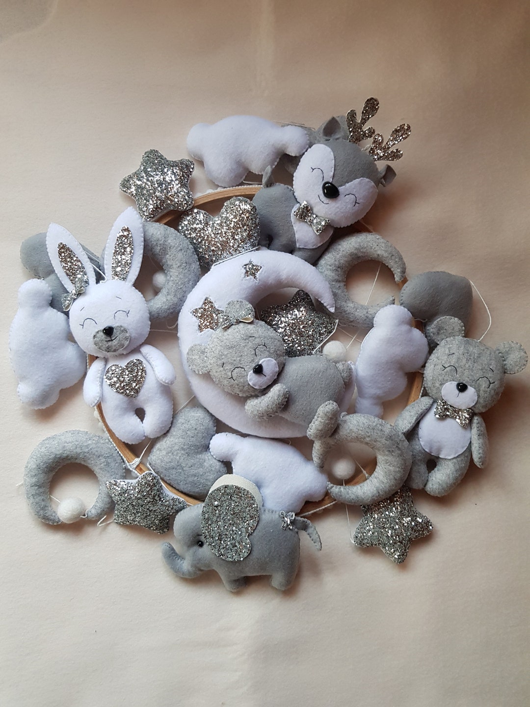 Baby Crib Mobile, Neutral Felt Cot Mobile, Baby Nursery Decor, Newborn ...