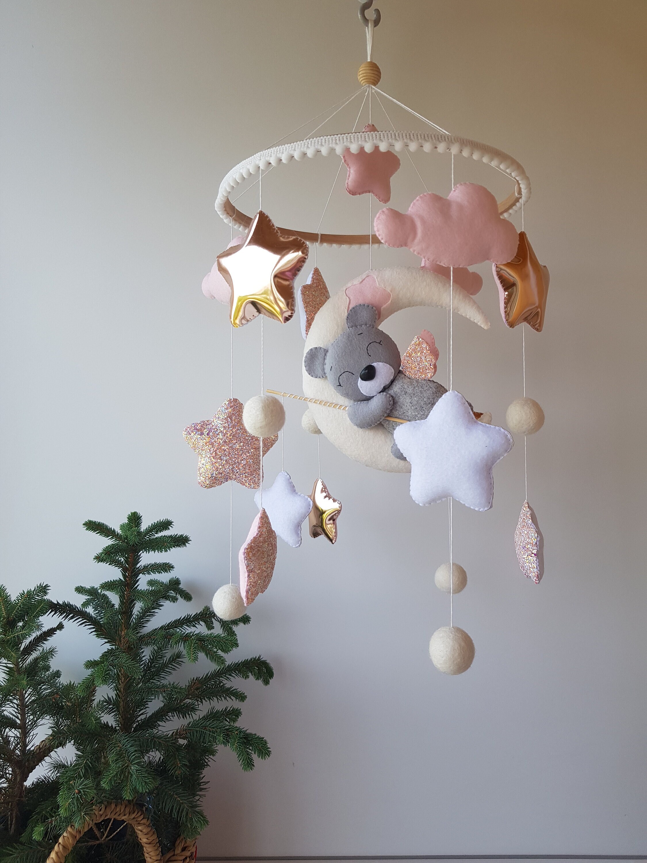 Teddy Bear Baby Mobile Bear Mobile Teddy Nursery Baby Mobile Cot Mobile ...