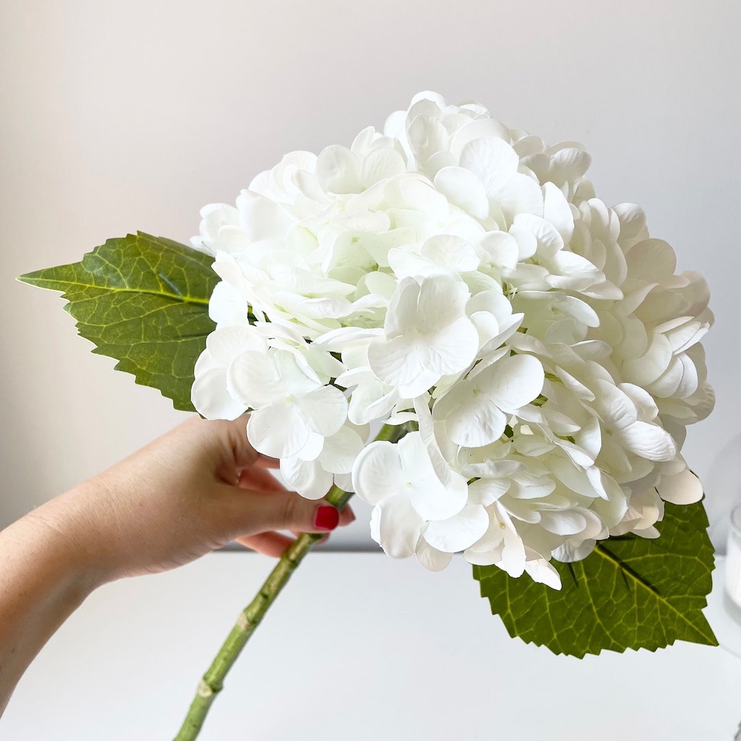 Artificial White Hydrangea, Faux Hydrangea Flower, Large Real Touch ...