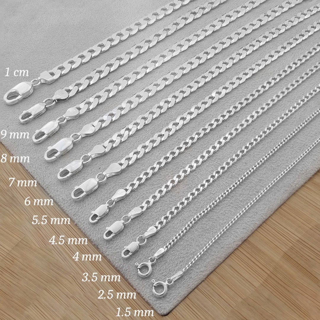 Silver Chain, Curb Chain, Cuban Chain, Cuban Link, Thin Chain, Wide ...