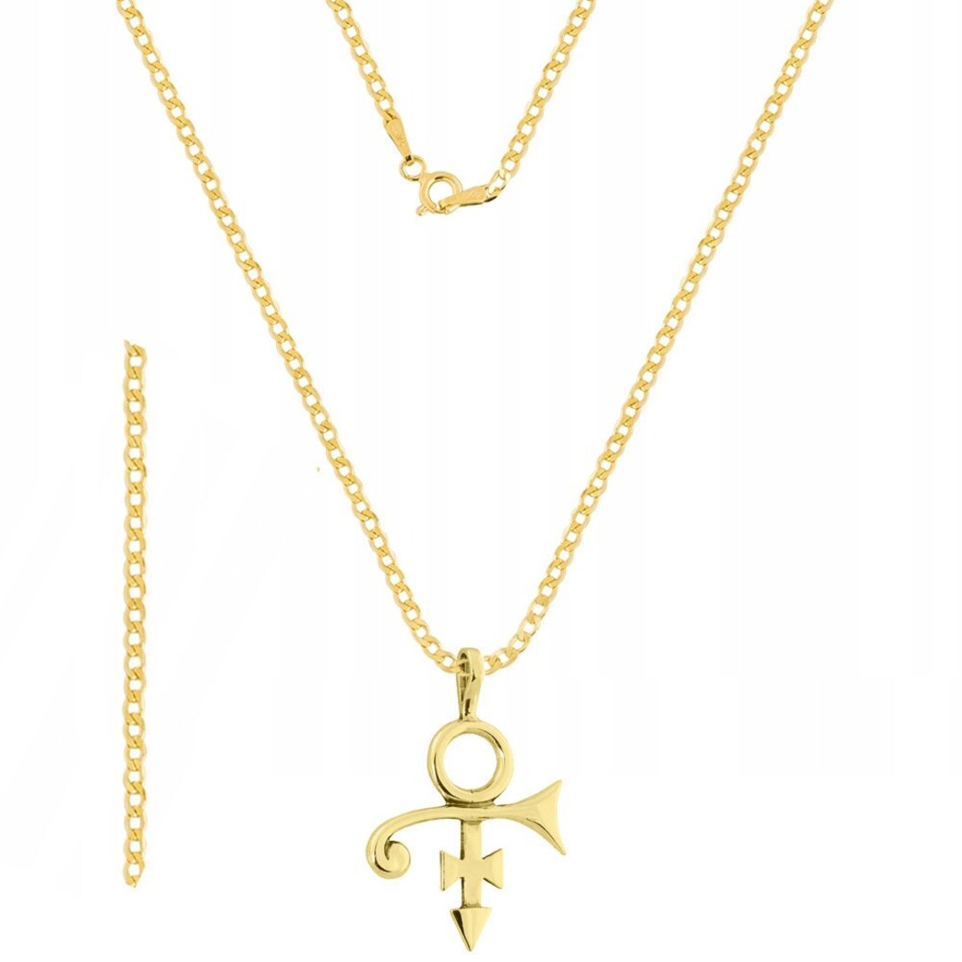 Gold-plated Prince Love Symbol Necklace, 925 Silver Pendant, Silver ...