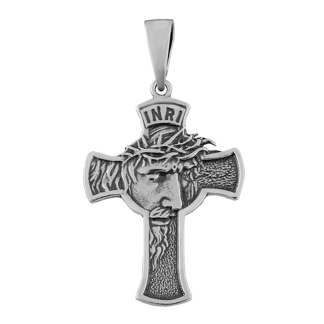 Sterling Silver Jesus Cross Pendant, Double-sided Religious Necklace ...