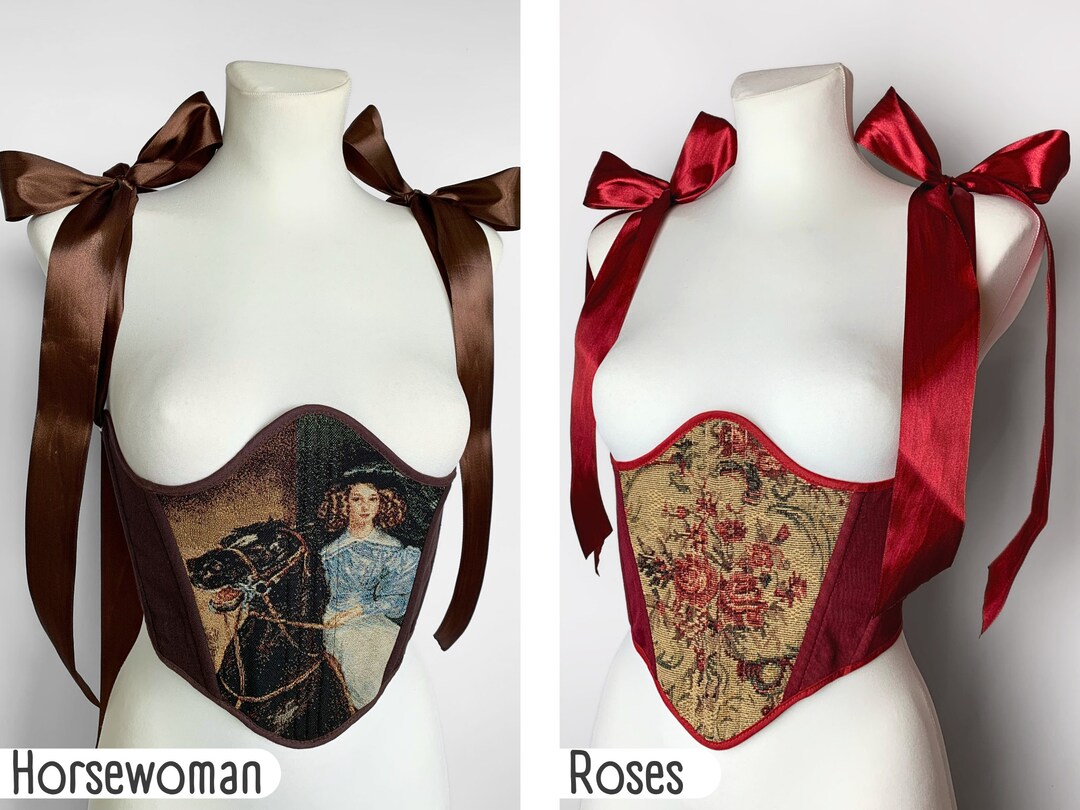 Cupless Corset, Underbust Corset Belt, Renaissance Corset, Tapestry ...
