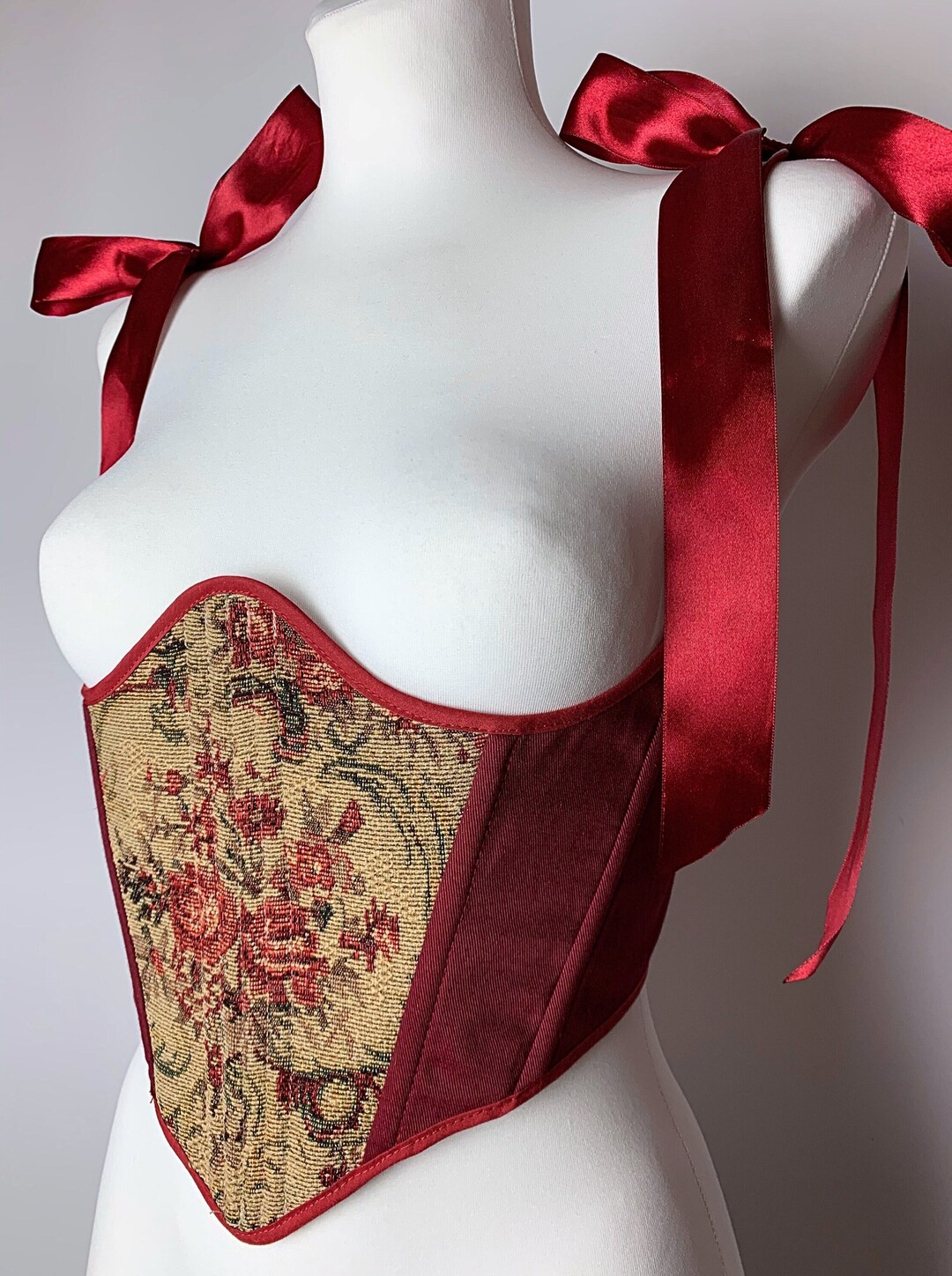 Reversible Underbust Corset Belt, Cupless Cottagecore Corset ...