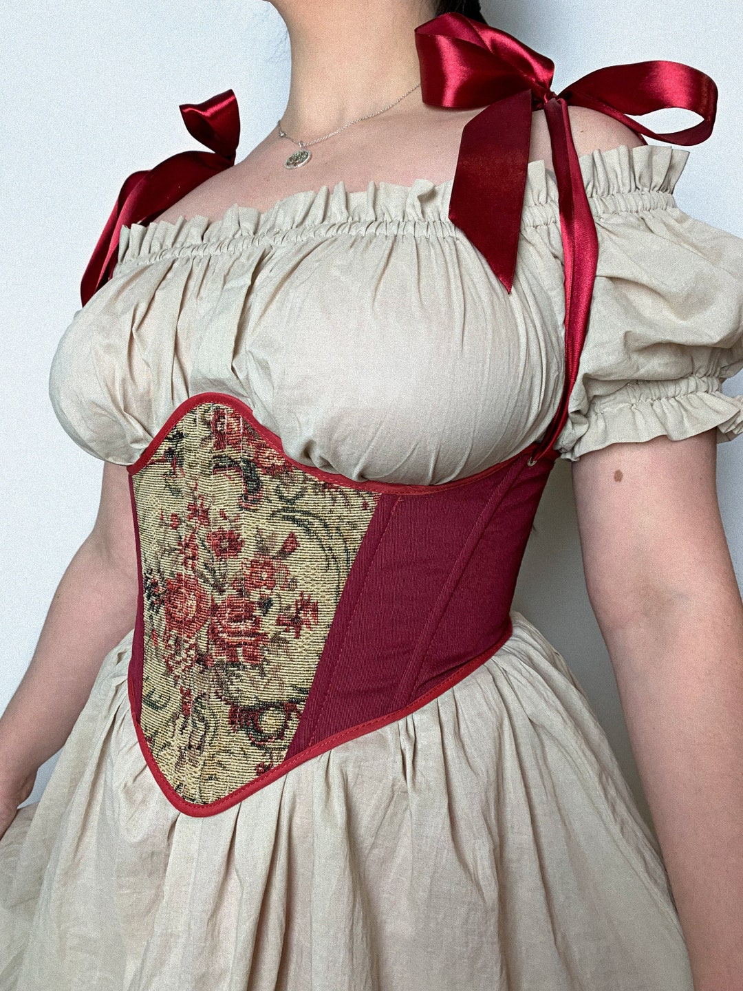 Underbust Corset, Cupless Corset, Victorian Corset Belt, 1860s Corset ...