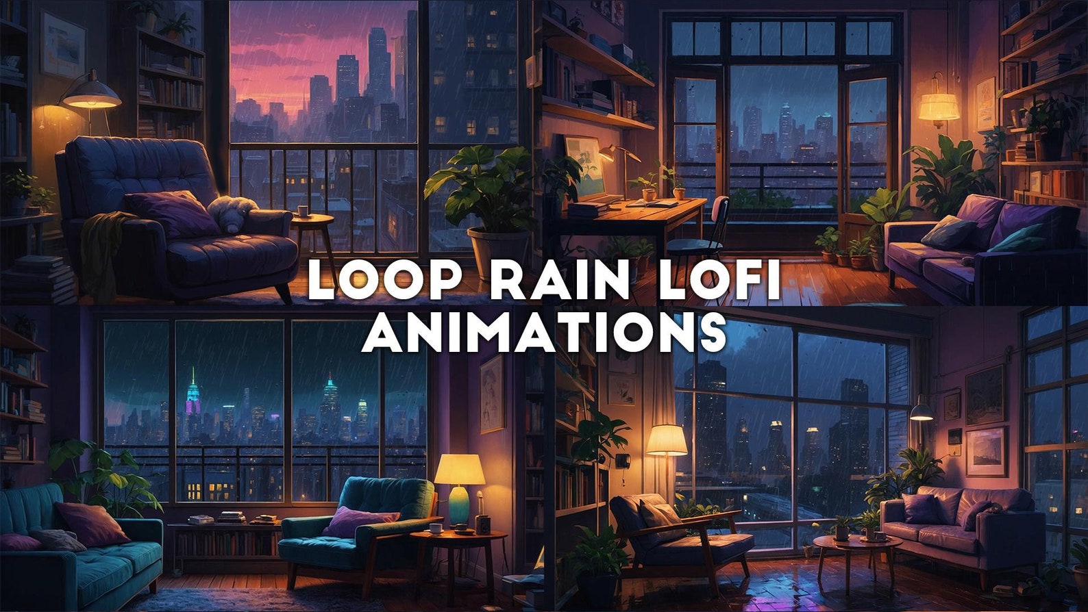 4 HD Loop Rain Drop Glass Lofi Animation Video Loop Lice Animations ...