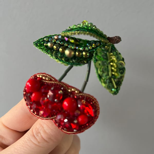 Cherry Brooch - Etsy