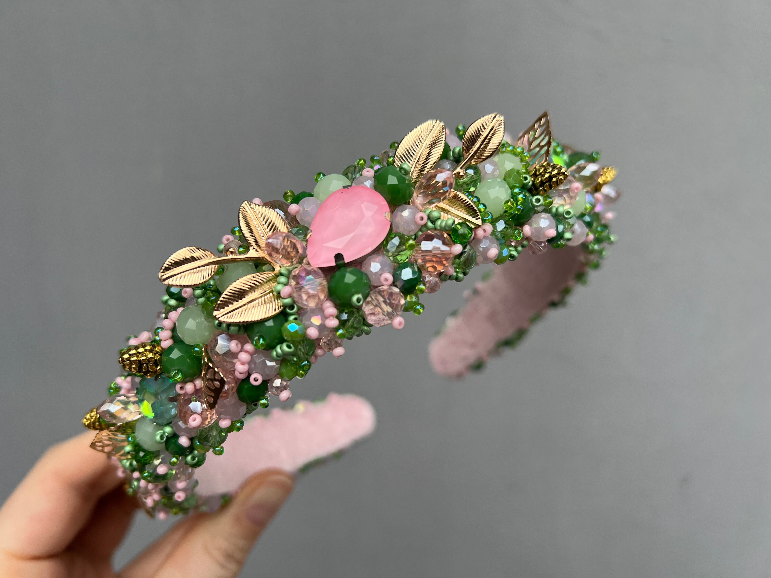 Embellish Pink and Mint Headband Jeweled Headband Crystal - Etsy