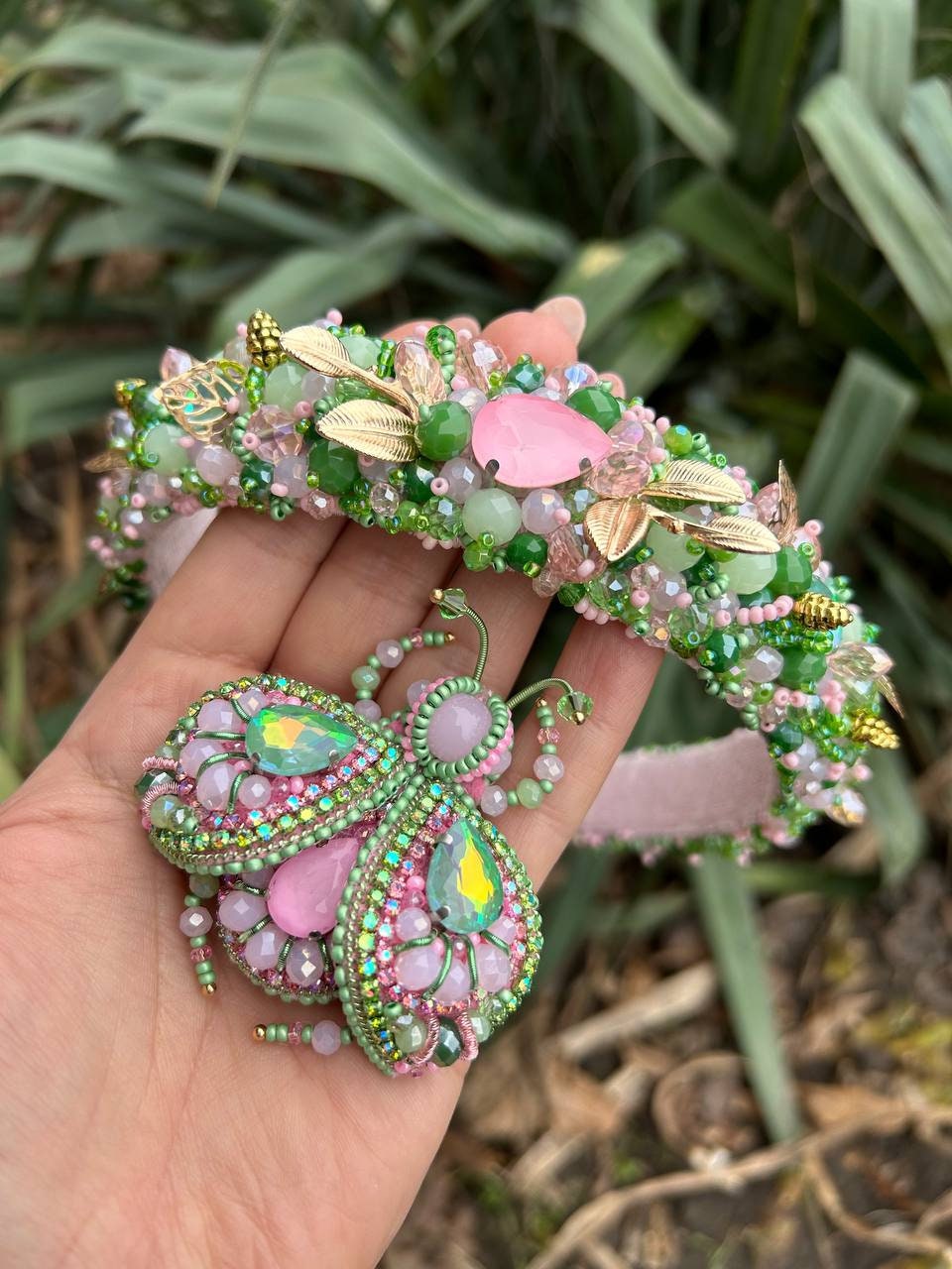 Embellish Pink and Mint Headband Jeweled Headband Crystal - Etsy