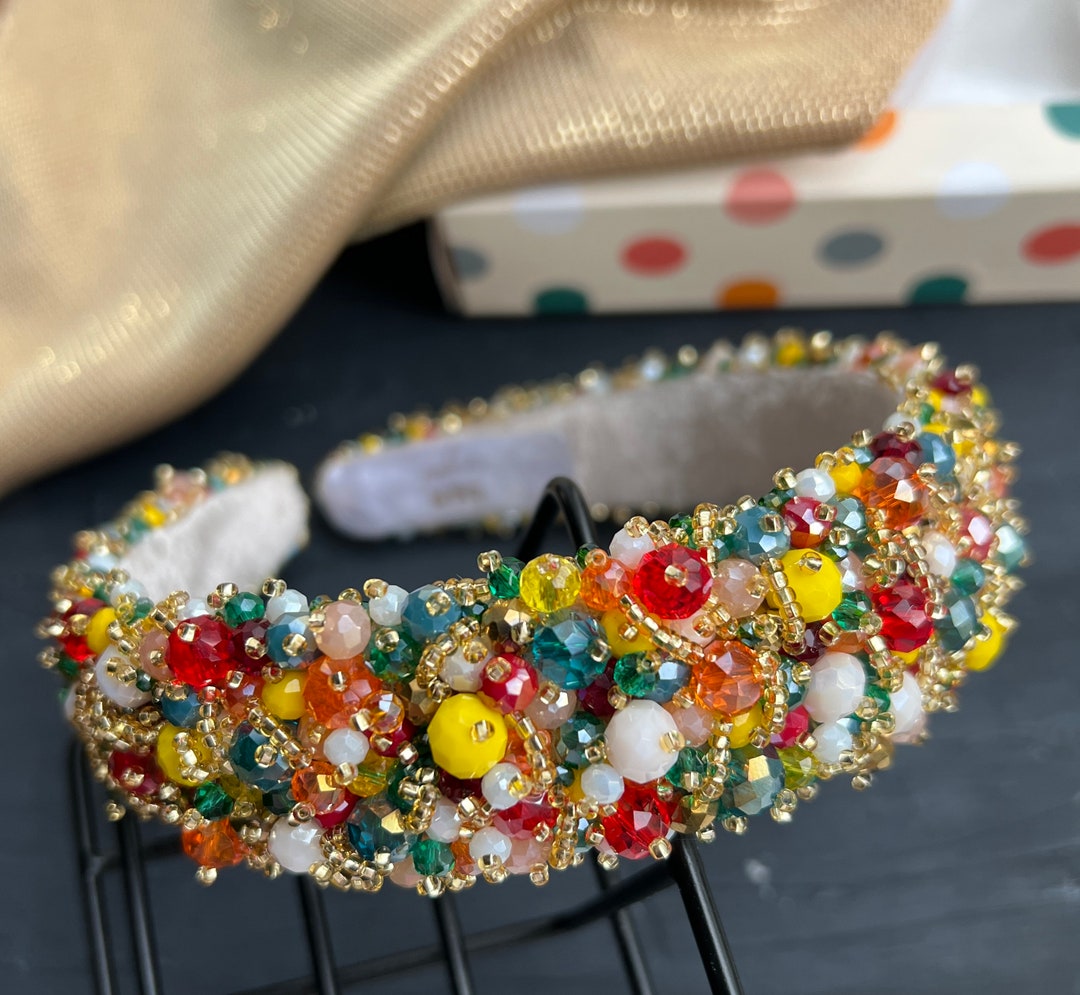 Jeweled Multicolour Beaded Headband, Beaded Headbands for Women ...