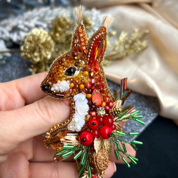 Squirrel Brooch - Etsy