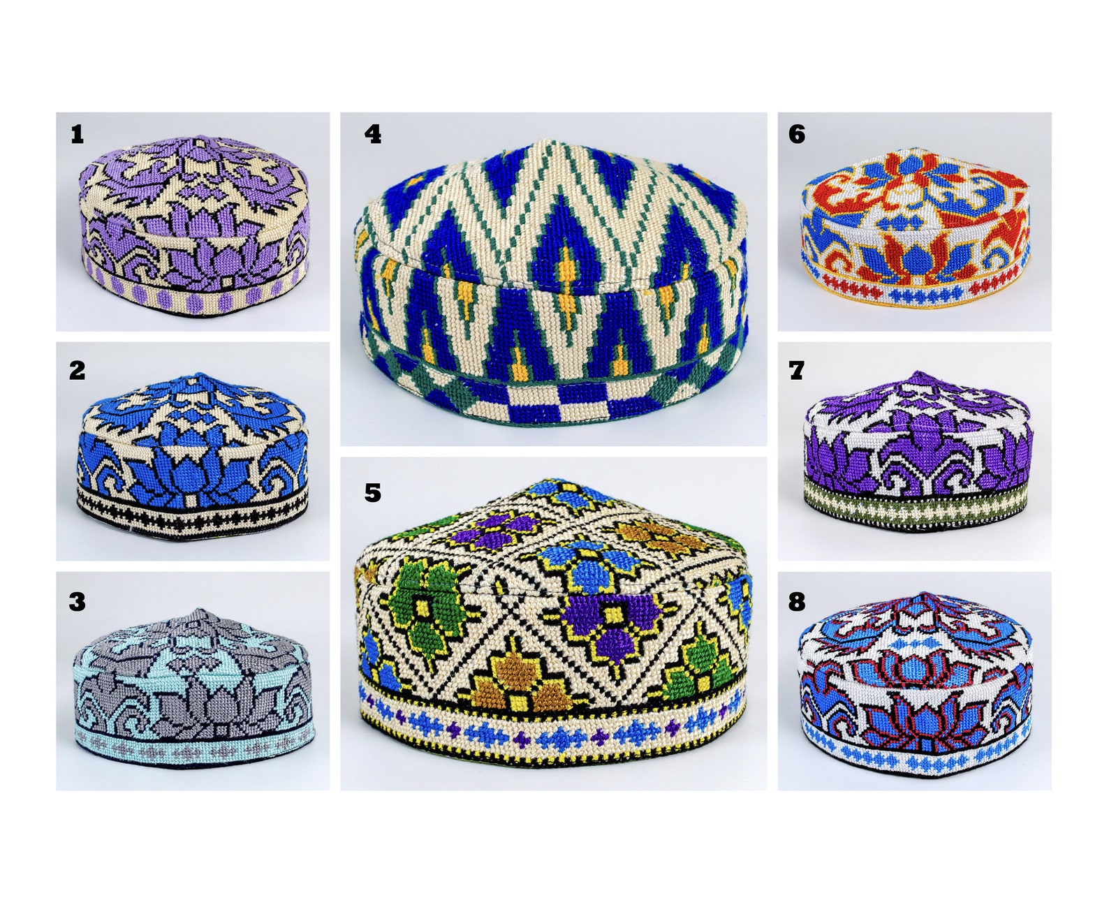 Uzbek Doppi Skullcap for Men & Women - Headwear Traditional Uzbek Hat ...