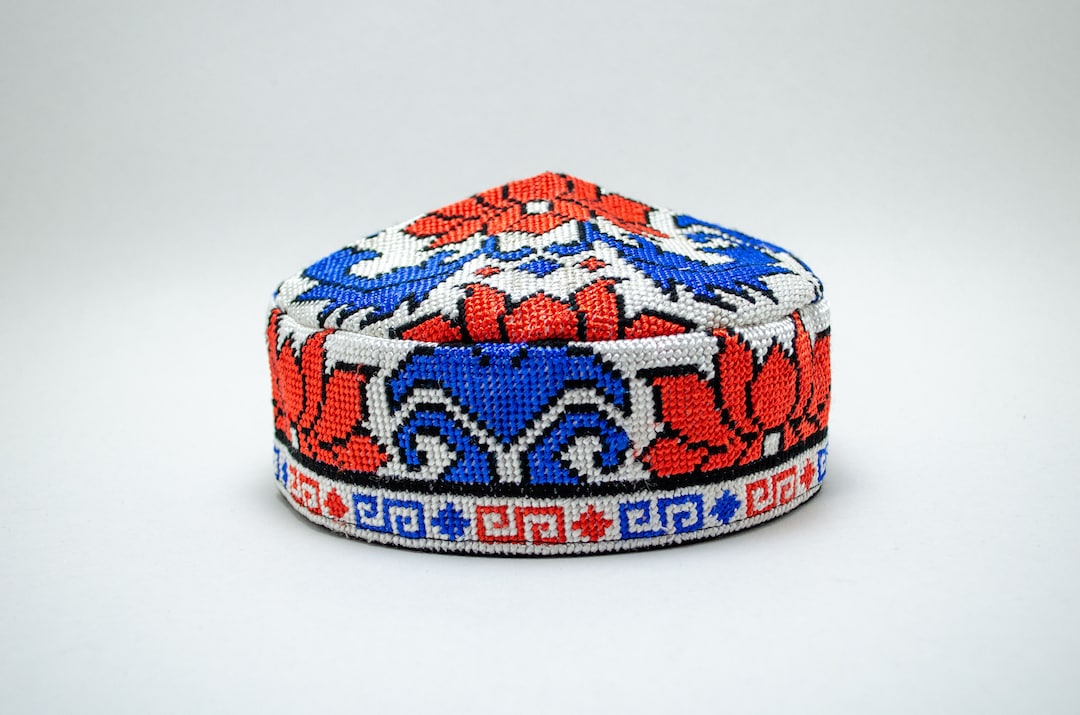 23" Uzbek Kufi Cap Authentic Uzbek Doppi Traditional Hand-embroidered ...