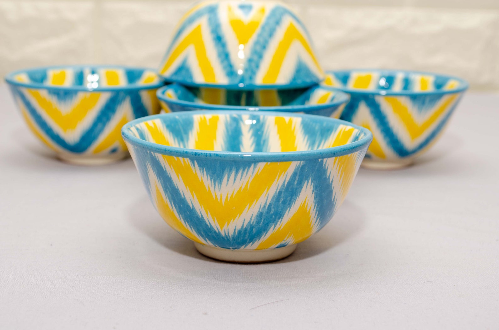Uzbek Piala Ikat ceramic bowl handmade hand painted vibrant | Etsy