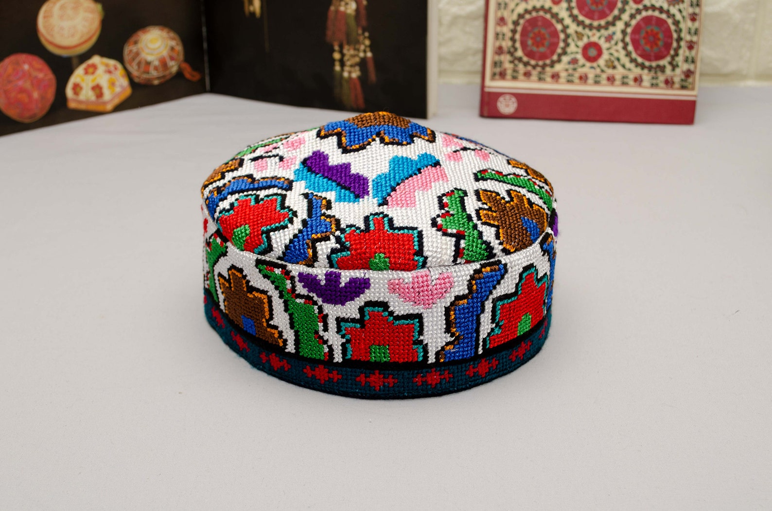 Traditional Uzbek cap Doppi selections handmade silk | Etsy