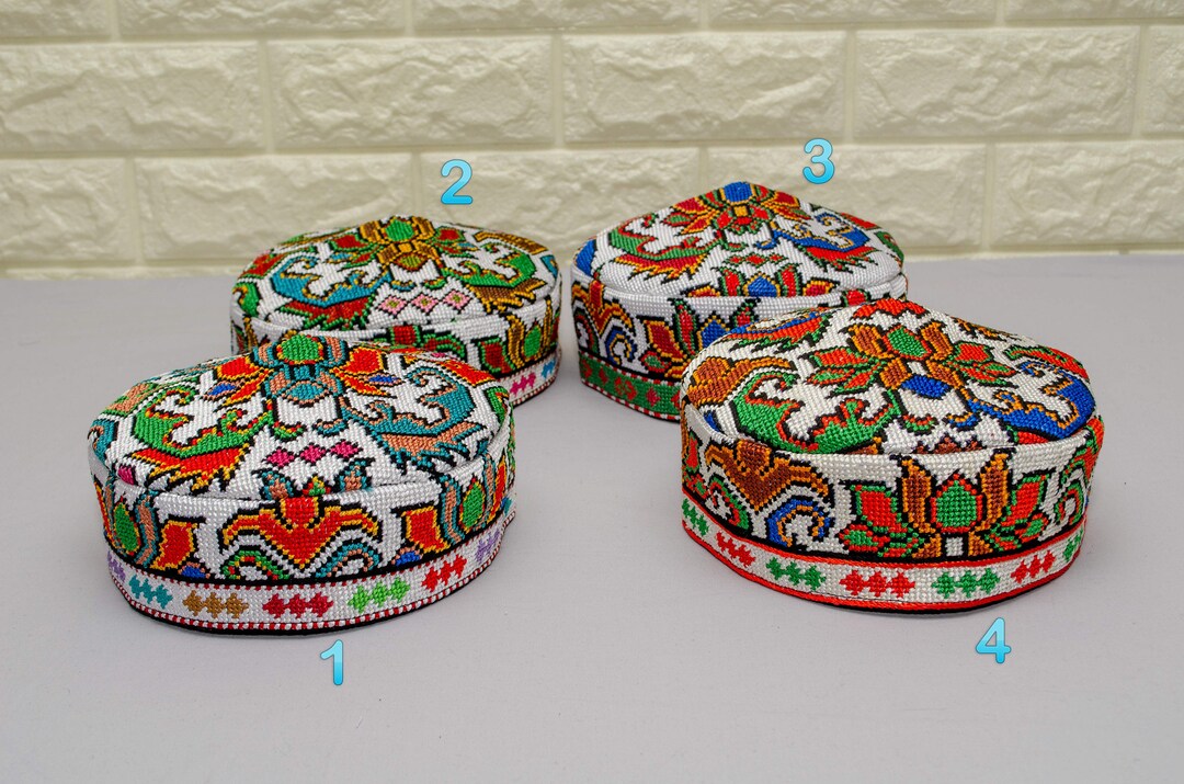 Uzbekistan Kufi Hat Doppi for Choose Muslims Silk Handmade Embroidery ...