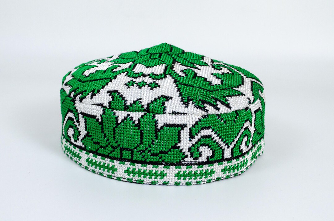 23,6 Handcrafted Ethnic Uzbek Doppi Kufi Hat Islamic Muslim Skullcap ...