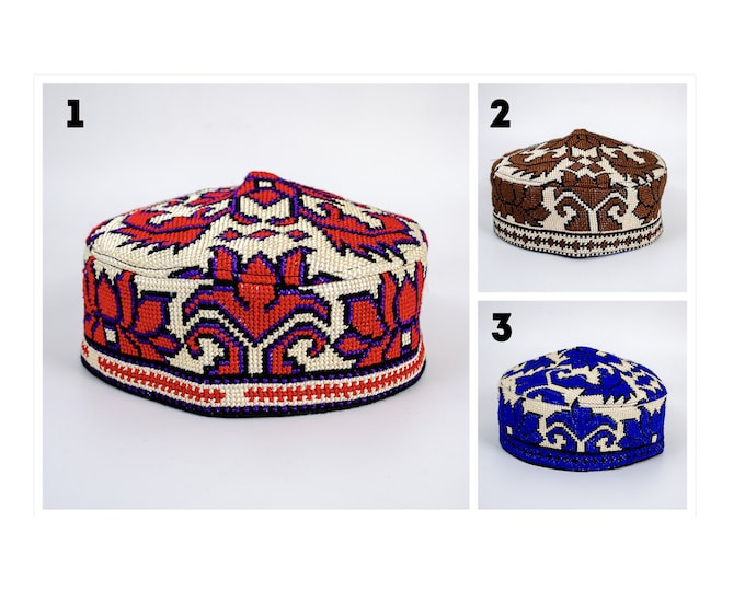 Authentic Uzbek Handmade Doppi Kufi Hats Traditional Headwear for Men ...