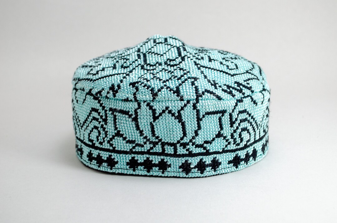 21" Uzbek Kufi Cap Authentic Uzbek Doppi Traditional Hand-embroidered ...