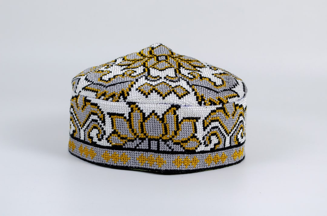 Uzbekistan Hat Kufi Cap Doppi Muslims Traditional Handmade Embroidery ...