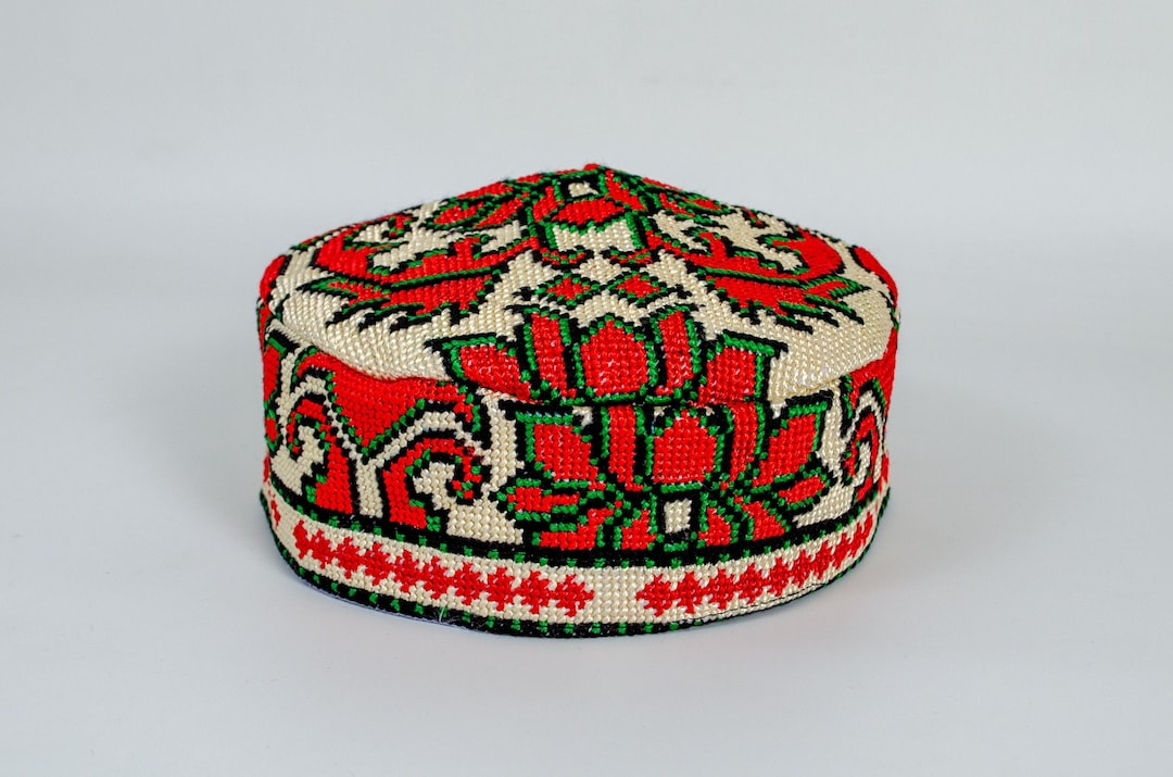 23,6" Handcrafted Ethnic Uzbek Doppi Kufi Hat Islamic Muslim Skullcap ...