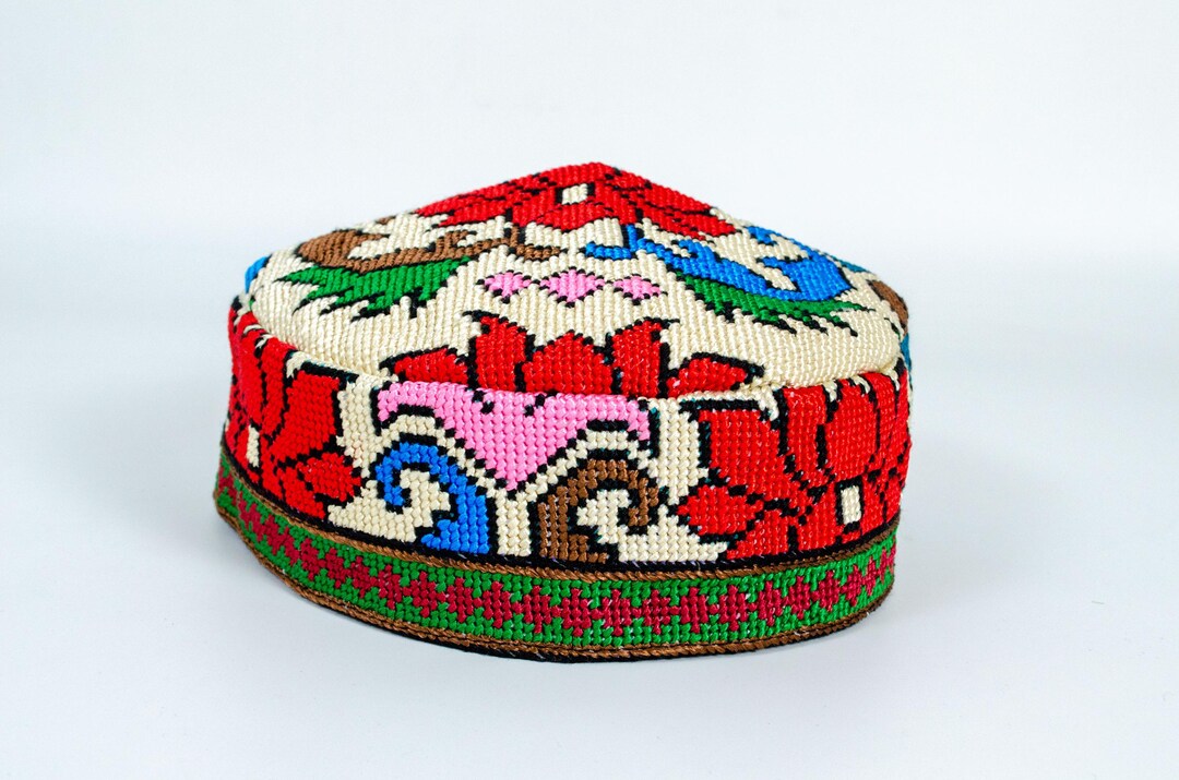 23.6 Handcrafted Ethnic Uzbek Doppi Kufi Hat Islamic Muslim Skullcap ...