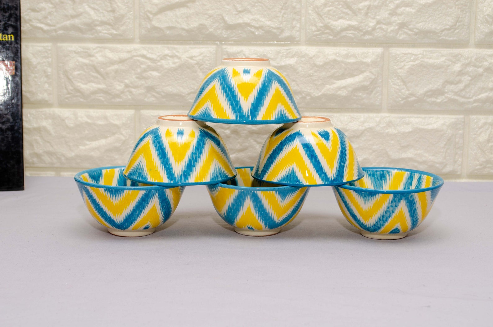 Uzbek Piala Ikat ceramic bowl handmade hand painted vibrant | Etsy