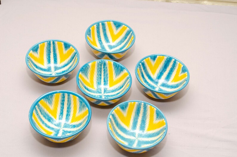 Uzbek Piala Ikat Ceramic Bowl Handmade Hand Painted Vibrant Traditional ...